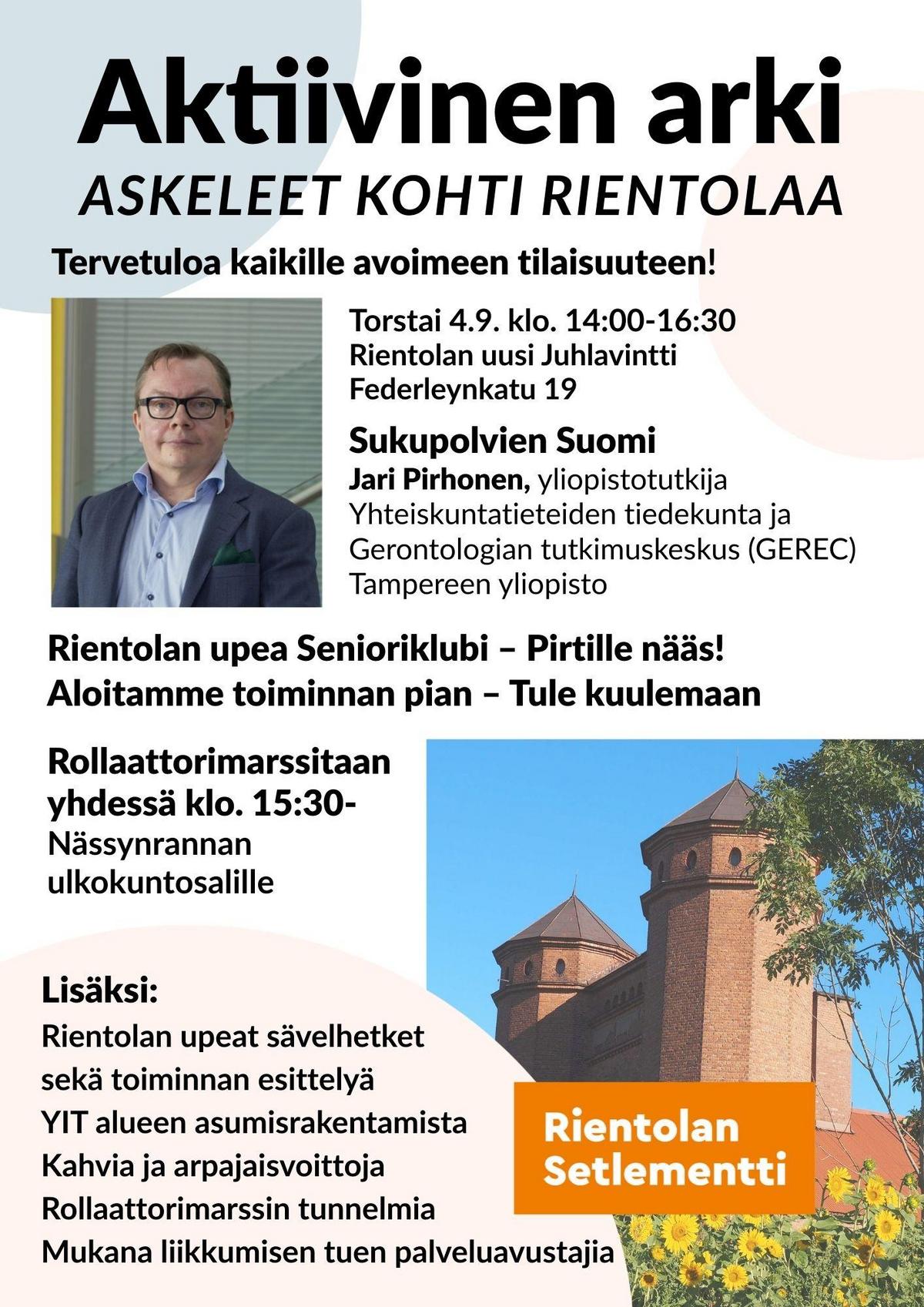 Rientolan Setlementti tukee ikäihmisten hyvinvointia – Senioriklubi Pirtillä nääs käynnistyy ...